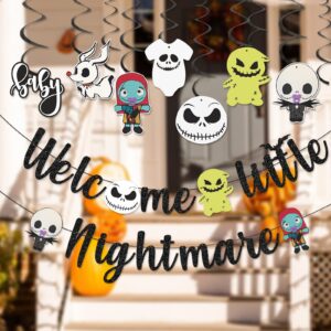 Nightmare Before Baby Shower Decorations Halloween Baby Shower Decorations Welcome Little Nightmare Banner Nightmare Birthday Party Decorations Nightmare Christmas Decor