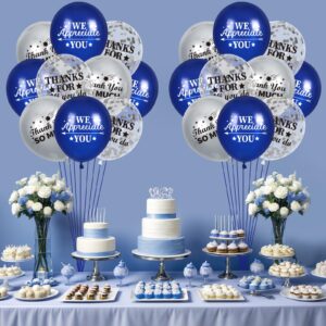 We Appreciate You Decorations Blue Silver Thank You Balloons 50 Pcs Thanks for All You Do & We Appreciate You Balloons Coworker Employee Staff Appreciation Gifts Graduation Appreciation Party