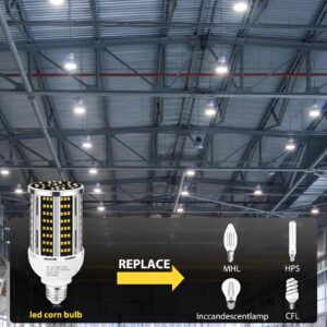 50W 2 pack LED Corn Light Bulb,3000K Warm White 6500LM(500W Equivalent ) Commercial GradeE26/E39 Medium Mogul Base LED Lamp,Large Area Lights For Outdoor Indoor Garage Warehouse Factory Bay Light