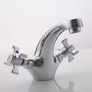 Kitchen Taps Silver Brass Bathroom Fixtures Basin Faucet Dual Handle Hot and Cold Water Tap Mixer for Bath Room Faucet