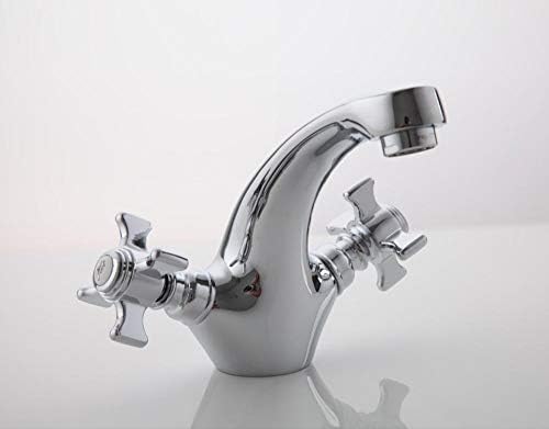 Kitchen Taps Silver Brass Bathroom Fixtures Basin Faucet Dual Handle Hot and Cold Water Tap Mixer for Bath Room Faucet