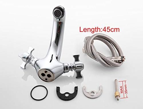 Kitchen Taps Silver Brass Bathroom Fixtures Basin Faucet Dual Handle Hot and Cold Water Tap Mixer for Bath Room Faucet