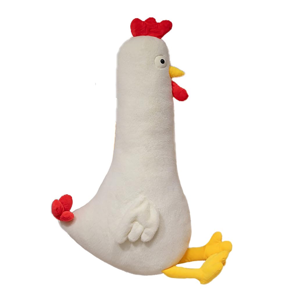 BIUBIULOVE Large Chicken Plushie Pillow, Chick Plush Stuffed Animal Toy, Birthday Xmas Gift for Kids Boys Girls (White)