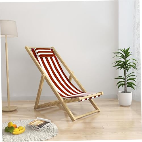 Wedhapy Patio Chair Replacement Fabric 45x17 Folding Sling Chair Replacement Fabric with Pillowcase Red and White Stripes Patio Chair Sling Replacement for Home Beach Balcony Patio Chair Sling Repl