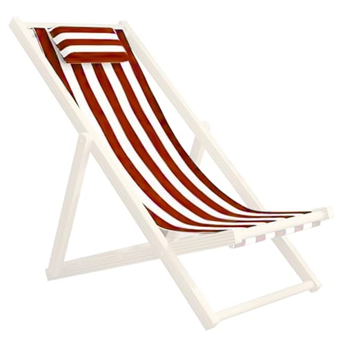 Wedhapy Patio Chair Replacement Fabric 45x17 Folding Sling Chair Replacement Fabric with Pillowcase Red and White Stripes Patio Chair Sling Replacement for Home Beach Balcony Patio Chair Sling Repl