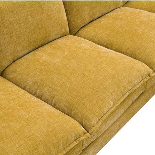 Favfurish 118" Modern L-Shaped Chenille Cloud Sofa with Chaise,5-seat Upholstered Couch W/Double Seat Cushions,Indoor Funiture Sleeper for Living Room Apartment Lounge,Ginger