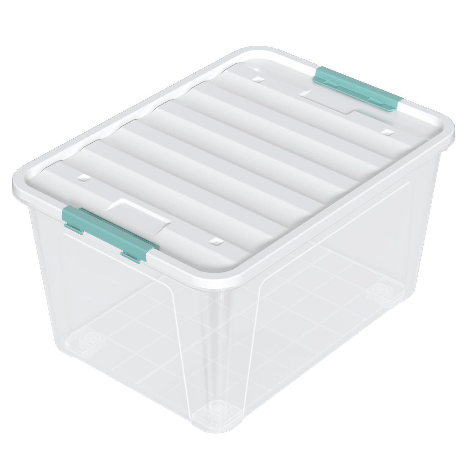 Vcansay 85 Qt Large Latching Storage Box, Large Clear Plastic Storage Bin, Multipurpose Storage Container with Lid, 4 Packs