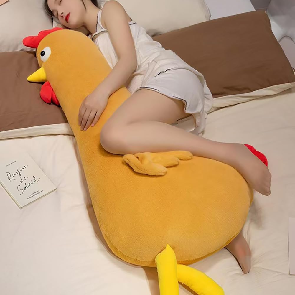 BIUBIULOVE Large Chicken Plushie Pillow, Chick Plush Stuffed Animal Toy, Birthday Xmas Gift for Kids Boys Girls (White)