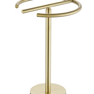 Hand Towel Holder Stand, Free-Standing Towel Rack Brushed Gold, SUS304 Stainless Steel Towel Bar Rack Stand, Tower Bar for Bathroom Kitchen Vanity Countertop