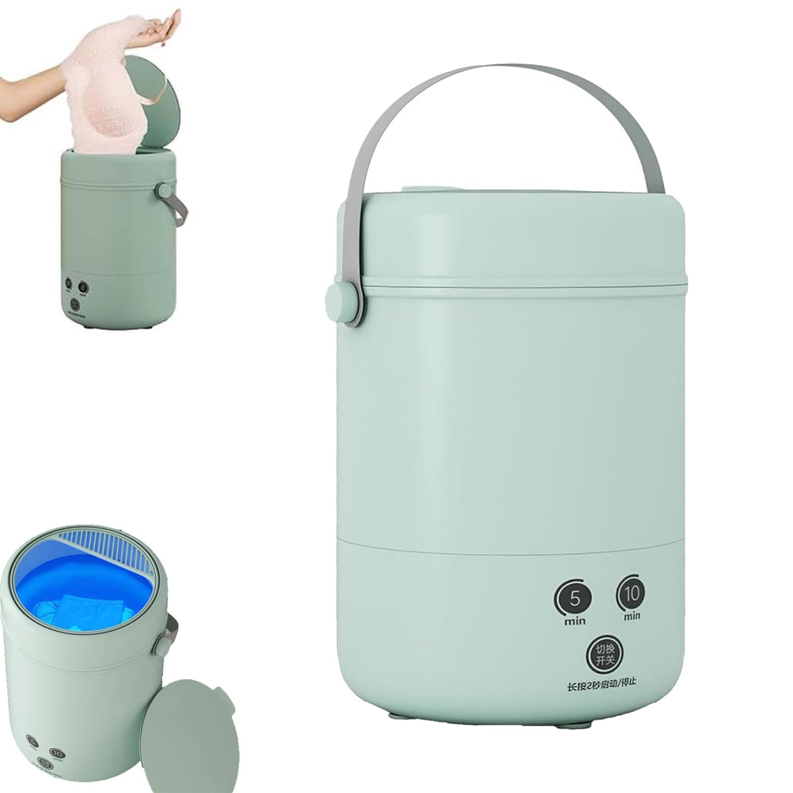 Mini Automatic Washing Machine Portable Socks and Underwear Washing Machine, 3.8LPortable Mini Washing Machine, Travel Washing Machine for Underwear, Socks (Green)