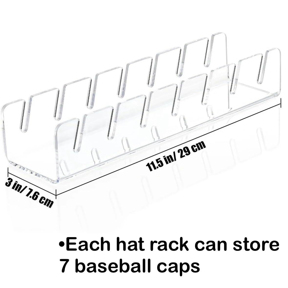 generic Hat Stand for Baseball Caps 2 Pack - Acrylic Hat Holder Display and Organizer- No-Install Holder for 14 Baseball Caps - Ideal for Closet, Dresser, or Shelf, ‎Clear