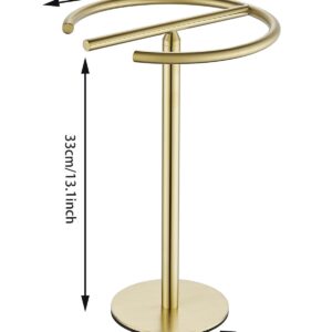 Hand Towel Holder Stand, Free-Standing Towel Rack Brushed Gold, SUS304 Stainless Steel Towel Bar Rack Stand, Tower Bar for Bathroom Kitchen Vanity Countertop