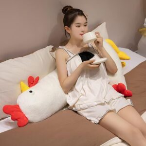 BIUBIULOVE Large Chicken Plushie Pillow, Chick Plush Stuffed Animal Toy, Birthday Xmas Gift for Kids Boys Girls (White)