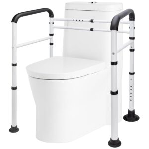 aimoptg toilet safety rails for seniors (350 lb) adjustable toilet safety frame with arms foldable toilet handles for elderly and disabled & handicap, toilet rails fits most toilets, easy installation