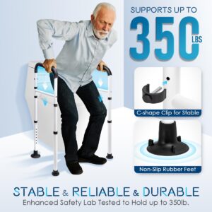 Aimoptg Toilet Safety Rails for Seniors (350 LB) Adjustable Toilet Safety Frame with Arms Foldable Toilet Handles for Elderly and Disabled & Handicap, Toilet Rails Fits Most Toilets, Easy Installation