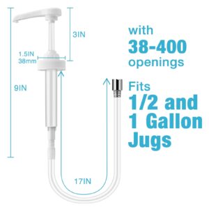 Gallon Jug Pump Dispenser with Soft Dip Tube Fit 38/400 Thread| Dispense 8cc with Each Stroke| Fit Most 5 Gallon or 1 Gallon or Half Gallon Jugs and Sauce Bottles - 2 Packs