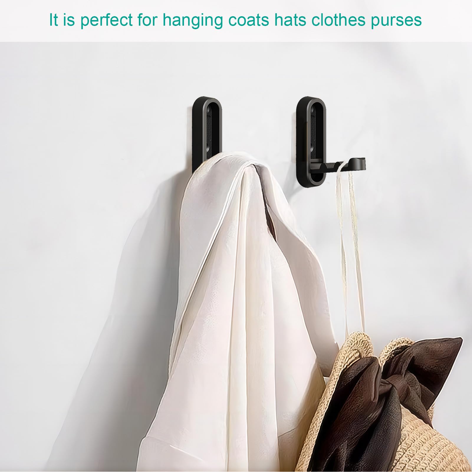 Matte Black Foldable Towel Hooks for Bathroom,Wall Hooks for Hanging Heavy Duty Coat Robe Purse Hooks, Foldable Hooks Storage Solution for Bathroom,Closet,Entryway,Pool and Kitchen (2, Matte Black)