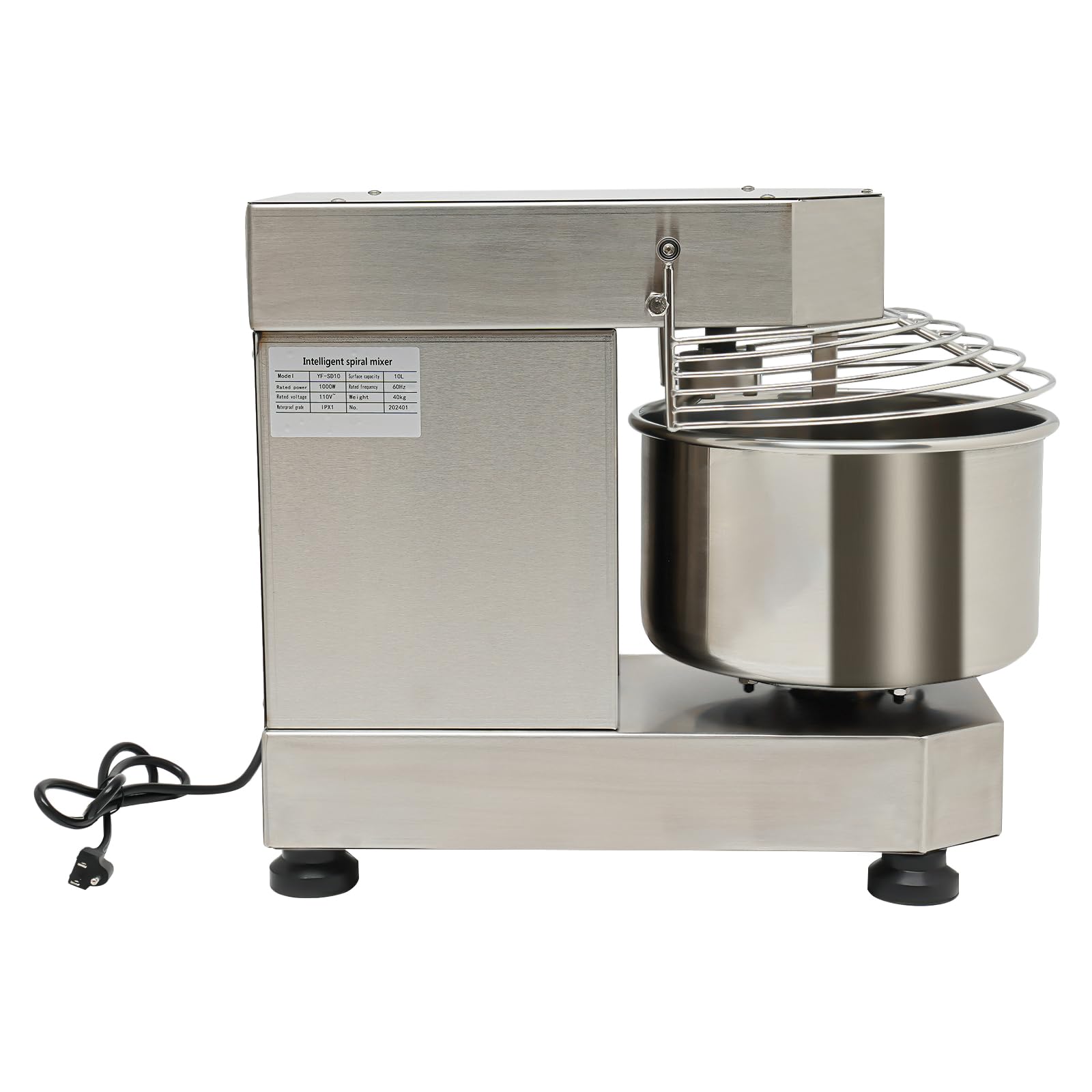 SBPKMARSCT Commercial Food Mixer, 750W 110V 12Qt Dual Rotating Dough Kneading Machine with Food-grade Stainless Steel Bowl Dough Mixer for Bread Pizza Making Cream Eggs Whipping (12QT), Silver