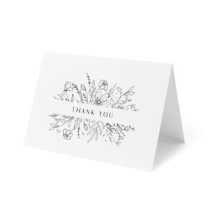 thank you cards with envelopes by threekin - 25 elegant floral 3.5" x 5" blank cards & white envelopes for weddings, baby showers, business, personal use - perfect for any occasion, us owned business