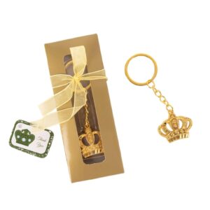 efavormart 5 pack gold metal princess crown keychain party favor, pre-packed wedding bridal shower party favor with gift box, ribbon & thank you tag - 3"