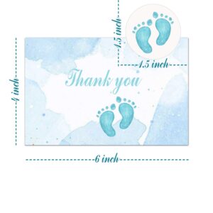 Topabel Baby Shower Thank You Cards with Envelopes 4x6 Inch Baby Boy Shower Birthday Supplies Gratitude Cards for Guests,30 Pcs