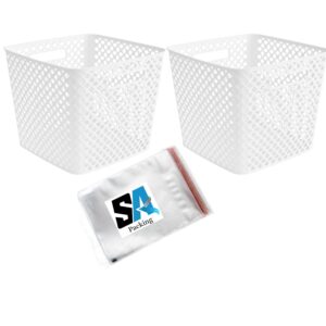 generic sa packing 2 pack mainstays white 13"" cube decorative storage basket