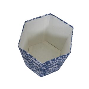 3.3 Gallon Cotton Hand Block Printed Paper Waste Basket |Small Decorative Trash Can for Housewarming Gifts in Living Room, Bedroom, Bathroom | Eco-Friendly, Plastic-Free (1, Blue White FLOWAR)