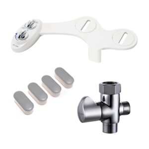 luxe bidet neo 120 white, toilet seat bumpers and shut-off valve t-adapter bundle