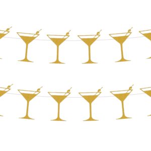 Adachffy Golden Martini Cup Banner Garland for Bachelorette Party Decorations, Bridal Shower, Martini Birthday Party,Cocktail Parties Decor