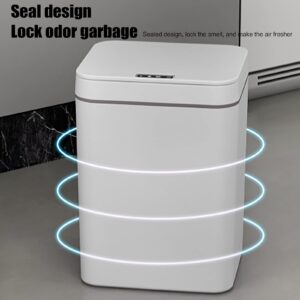 Generic Automatic Trash Can,4.2Gallon Self-Sealing and Self-Changing Smart Trash Can, Rechargeable Touchless Motion Sensor Trash Bin with lid for Bathroom Kitchen Office Bedroom (White, 16L)