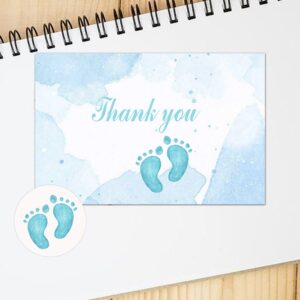 Topabel Baby Shower Thank You Cards with Envelopes 4x6 Inch Baby Boy Shower Birthday Supplies Gratitude Cards for Guests,30 Pcs