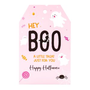 g2plus happy halloween tags, 100pcs halloween boo gift tags, halloween treat for you tags, ghost gift tag, halloween paper gift tags with string for gift wrapping, halloween party favors supplies