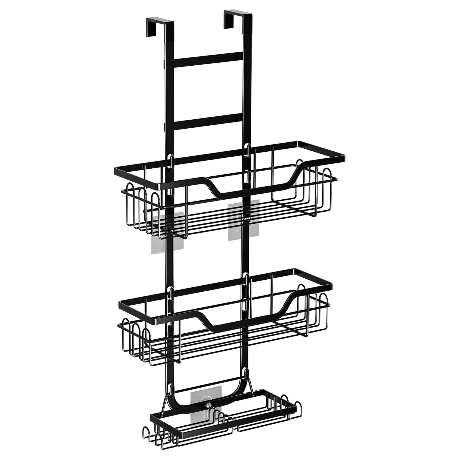 Hanging Shower Organizer Heavy Duty 3 Tiers Over The Shower Door Caddy Shower Rust Resistant Metal Shelf No Drilling Bathroom Shower Organizer with Side Hooks for Body Wash Towels Shower Han