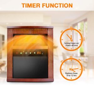 TRUSTECH Infrared Heater,1500W Electric Space Heater with Remote Control 3 Mode, 12H Timer, Overheat & Tip-Over Protection, Chil Lock, Quiet Portable Heaters for Indoor Use Large Room, Bedroom, Office