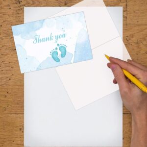 Topabel Baby Shower Thank You Cards with Envelopes 4x6 Inch Baby Boy Shower Birthday Supplies Gratitude Cards for Guests,30 Pcs