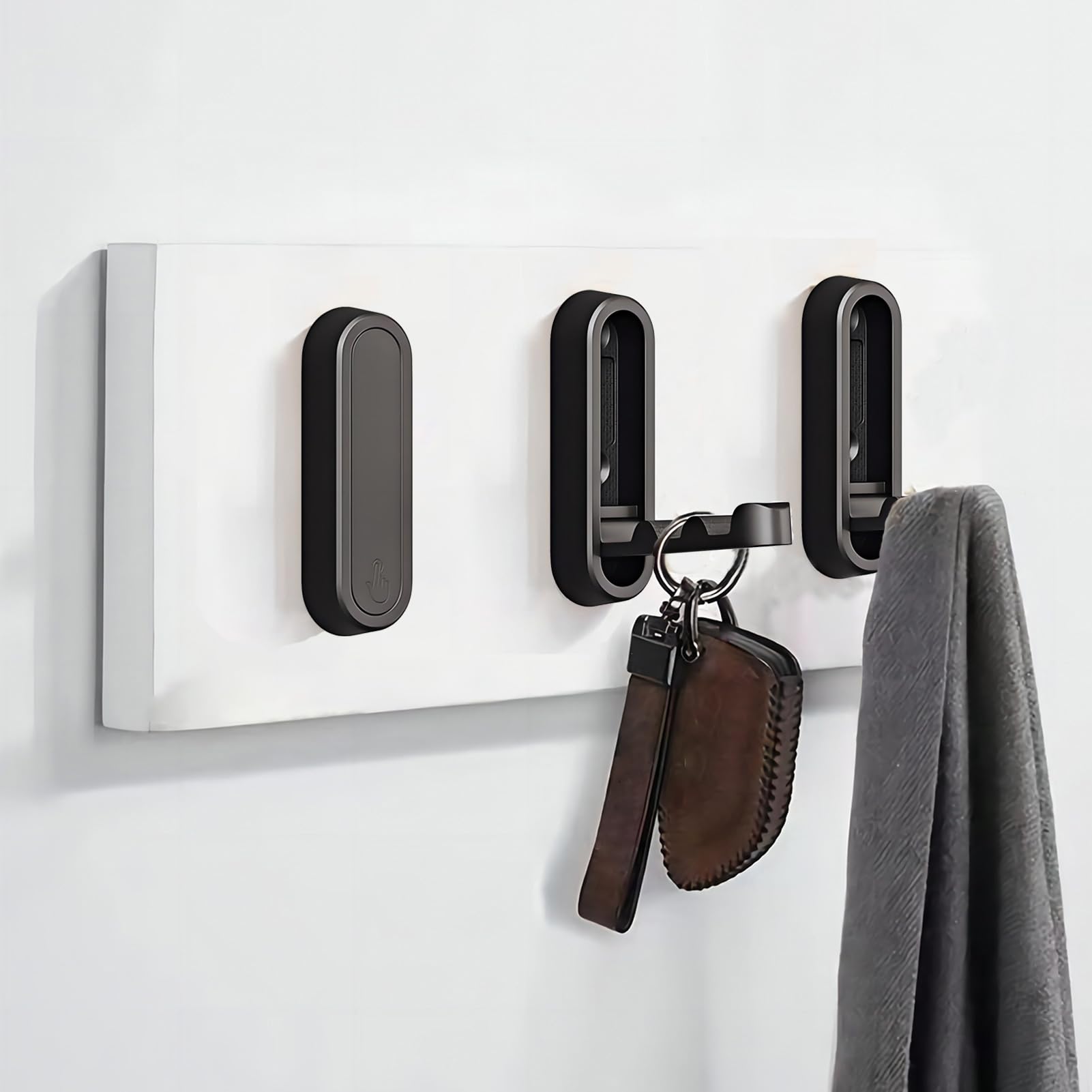 Matte Black Foldable Towel Hooks for Bathroom,Wall Hooks for Hanging Heavy Duty Coat Robe Purse Hooks, Foldable Hooks Storage Solution for Bathroom,Closet,Entryway,Pool and Kitchen (2, Matte Black)