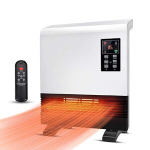 air choice electric wall heater, 1500w floor & wall mounted heater with remote, adjustable thermostat, 12h timer, 3 modes, child lock, waterproof plug, quick heat infrared space heater for indoor use