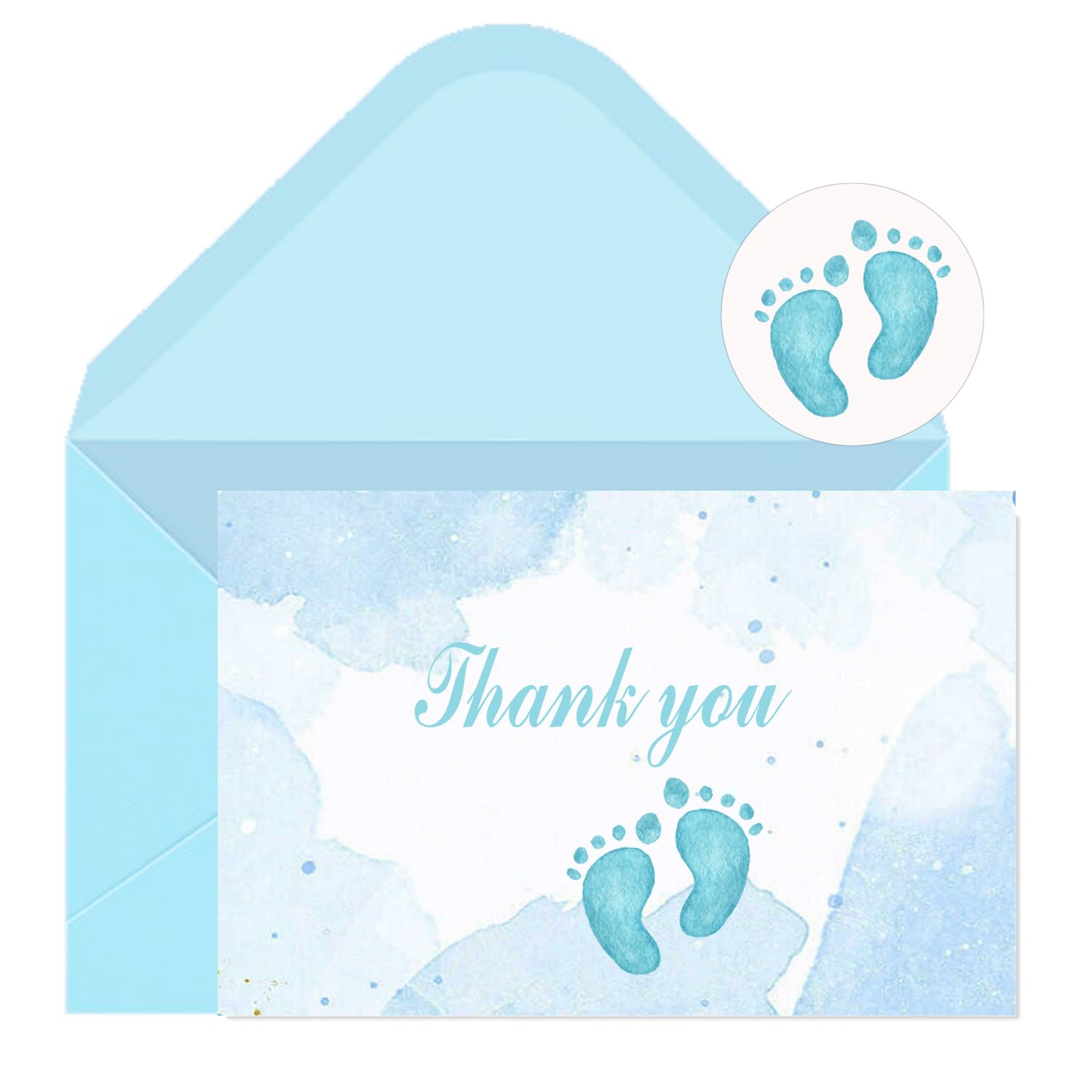 Topabel Baby Shower Thank You Cards with Envelopes 4x6 Inch Baby Boy Shower Birthday Supplies Gratitude Cards for Guests,30 Pcs