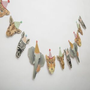 Jungle Safari Animals Party Decorations,Wild Animal Birthday Party Banner,Zoo Birthday Party Decorations,Animal Theme 1st Birthday Party Bunting Garland,Wild One Baby Shower Supplies,Woodland Animal Theme Decorations