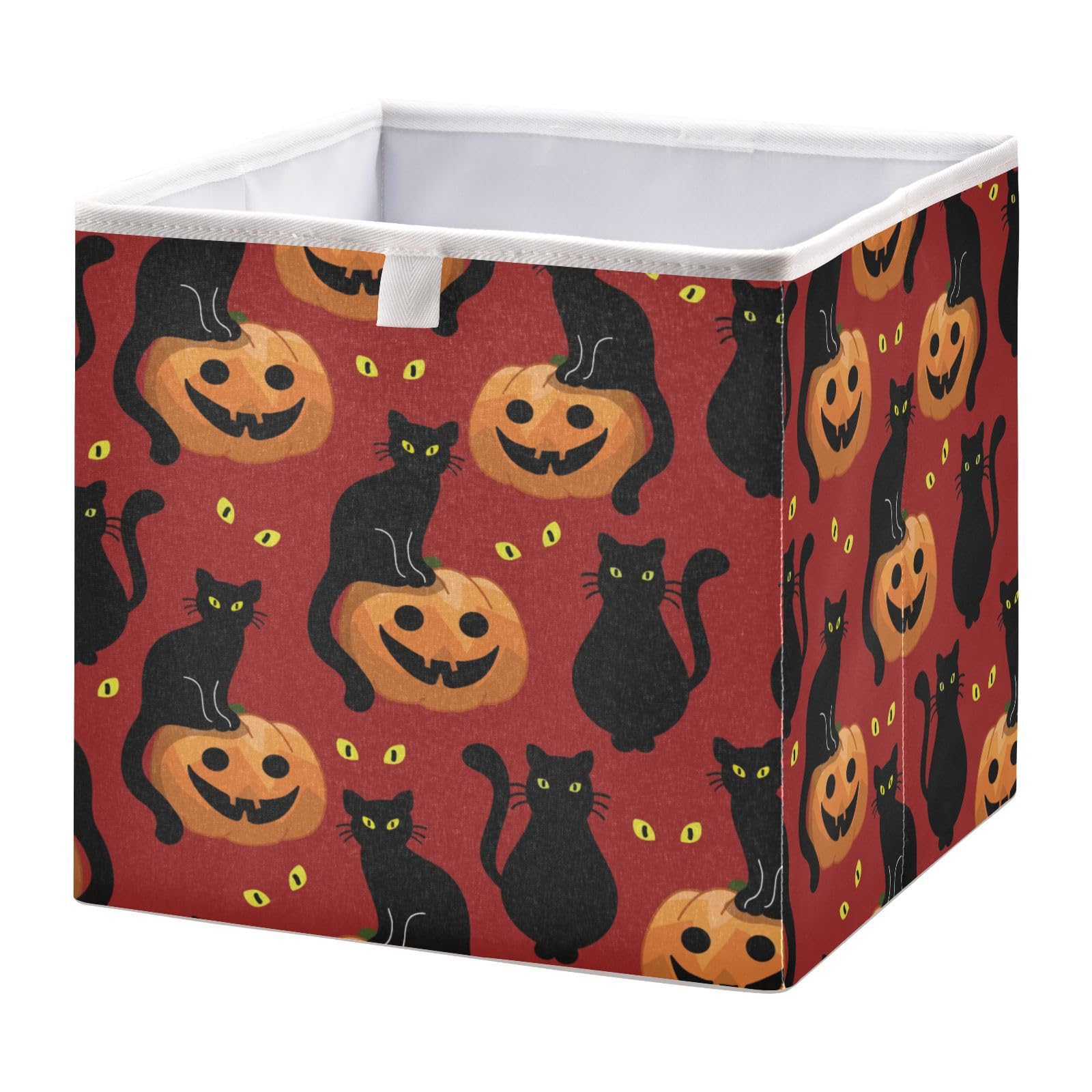 Kigai Happy Halloween Rectangular Storage Bins - 15.8 x 10.6 x 7 in Large Foldable Rectangular Organizer Storage Basket for Home Office, Nursery, Shelf, Closet