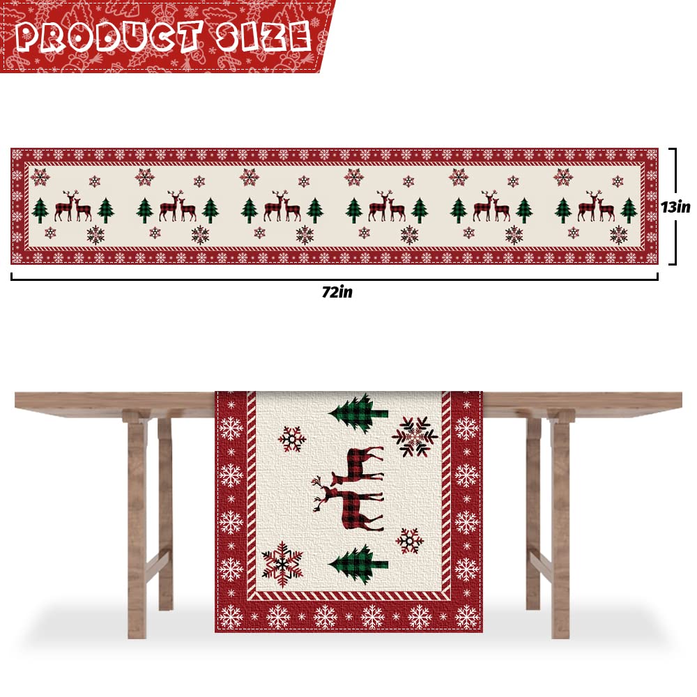 Nialnant Christmas Decorations Indoor,Elk Table Runner for Christmas,Farmhouse Table Runners for Party Home Decor Living Room Dining Table Coffee Table -13 x 72 Inch