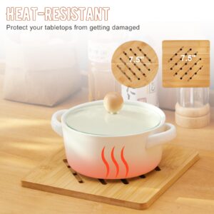 GHWIE Bamboo Trivet with Stand -Heat Resistant Pot Holders for Kitchen,Multi-Purpose Hot Pads,Hot Plate Mats,Large Stove Mat-Air Fryer Accessories and Trivets for Hot Dishes,4 PCS