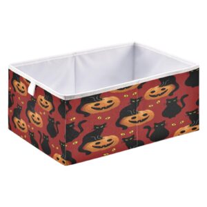 Kigai Happy Halloween Rectangular Storage Bins - 15.8 x 10.6 x 7 in Large Foldable Rectangular Organizer Storage Basket for Home Office, Nursery, Shelf, Closet