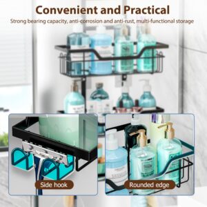 Hanging Shower Organizer Heavy Duty 3 Tiers Over The Shower Door Caddy Shower Rust Resistant Metal Shelf No Drilling Bathroom Shower Organizer with Side Hooks for Body Wash Towels Shower Han