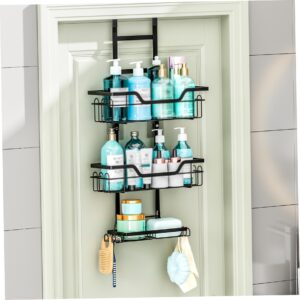 Hanging Shower Organizer Heavy Duty 3 Tiers Over The Shower Door Caddy Shower Rust Resistant Metal Shelf No Drilling Bathroom Shower Organizer with Side Hooks for Body Wash Towels Shower Han