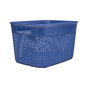 Life Story Lightweight Heavy Duty Storage Woven Trendy Basket 16 Quarts with Built-in Handles for Home Storage and Organization, 2 Pack, Blue