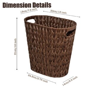 PINXIURY Wicker Trash Can,Watse Basket, Woven Bathroom Trash Can with Handles, Waste Paper Basket, Trash Cans for Bedroom,Decorative Boho Trash Can, 19 Liters/5 Gallons