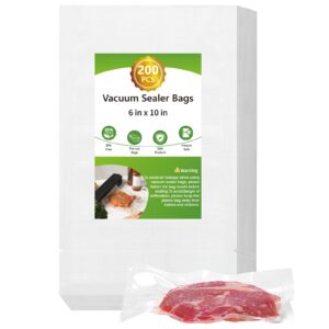 moretoes 200pcs vacuum sealer bags, pint 6" x 10", bpa free, pre-cut commercial grade vac seal meal bags for food saver storage, meal prep or sous vide