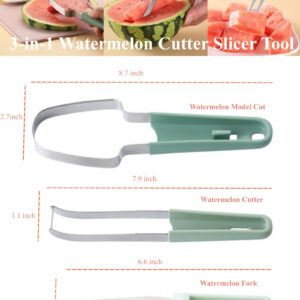 Generic 3-in-1 Watermelon Fork Slicer Cutter, 104Pcs Watermelon Forks Cutter Slicer Tool Kit, Stainless Steel Watermelon Melon Baller Scoop Popsicle Cutter Tool Knife Fruit Forks for Camping Kitchen