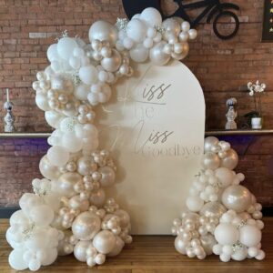 pearl white balloon garland arch kit ivory 112pcs double stuffed white balloons different sizes for wedding engagement bridal shower birthday baby shower party decoration